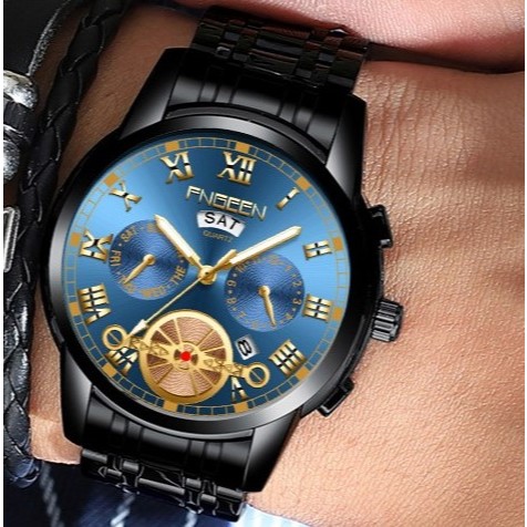 Fngeen man watches waterproof stainless steel bands day and week ...