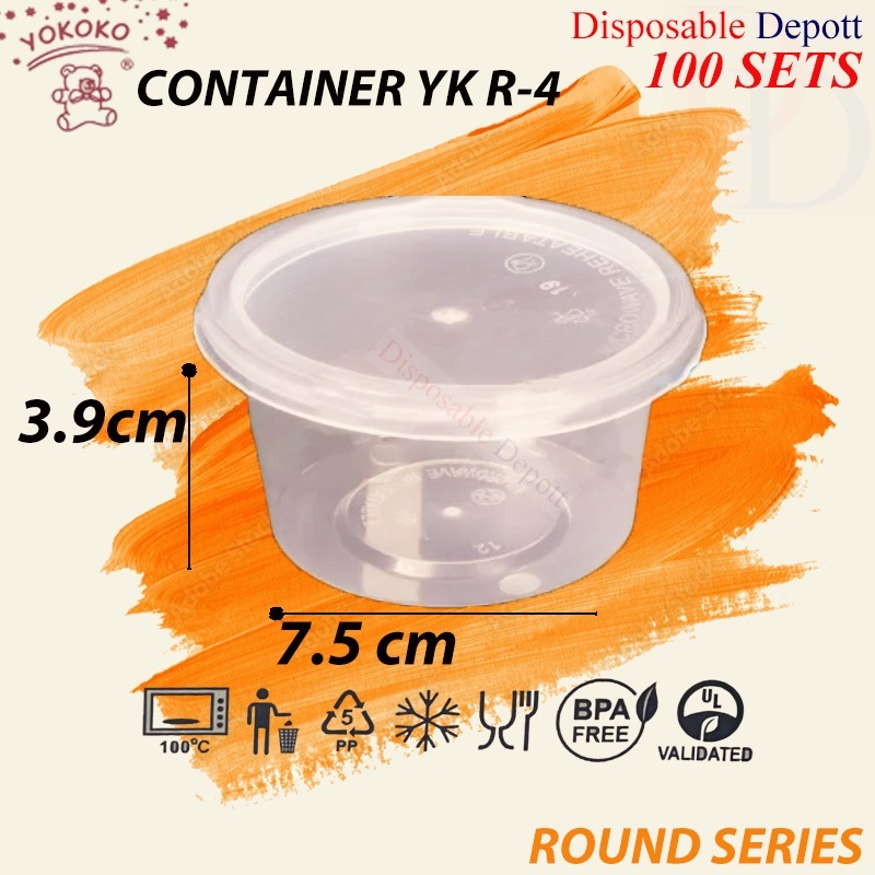 YOKOKO YK R4 4oz PP Round Container Disposable Plastic PP Food ...