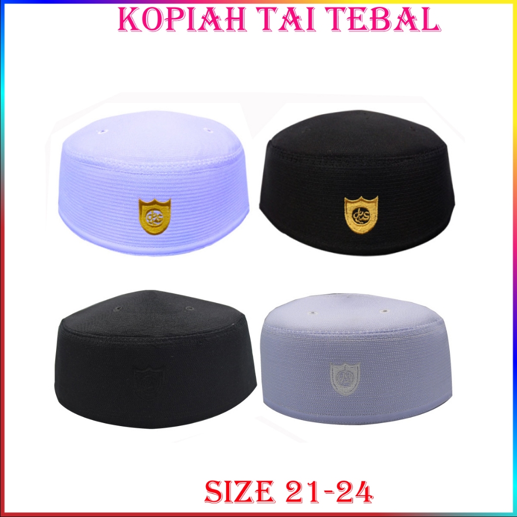 Kopiah Logo Tebal Tailand/Kopiah Putih/Kopiah Hitam/Kopiah Sekolah ...