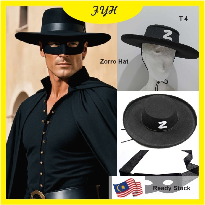 ⭐READY STOCK KUANTAN⭐ 1 pc Zorro Hat Bandit Hat Halloween Theme Party ...