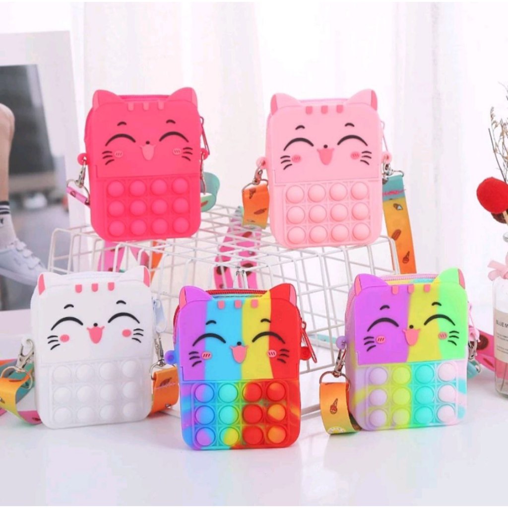 (Cat) POP IT Unicorn Bag Murah Push Bubble Sensory Rainbow Toy Fidget ...