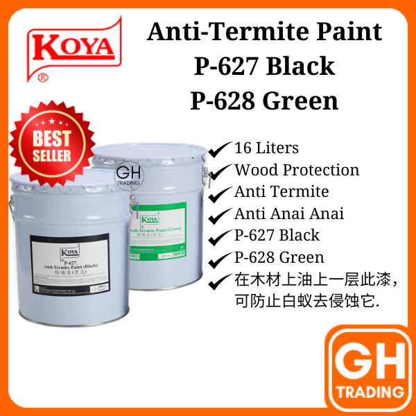 KOYA P-627 Black P-628 Black 16L Anti Termite Paint Cat Anai Anai Kayu ...