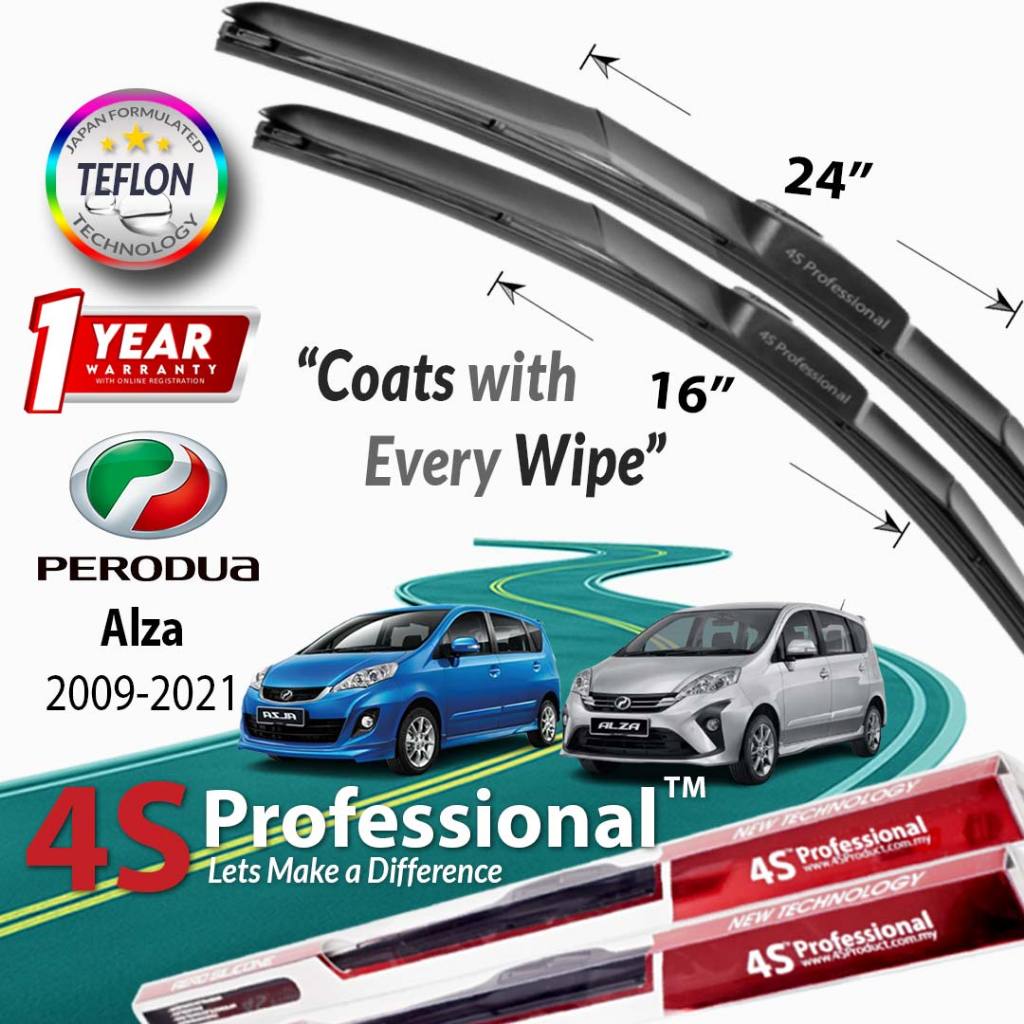 Perodua Alza 4S Professional™ Teflon Silicone Series Wiper Blades (1 ...