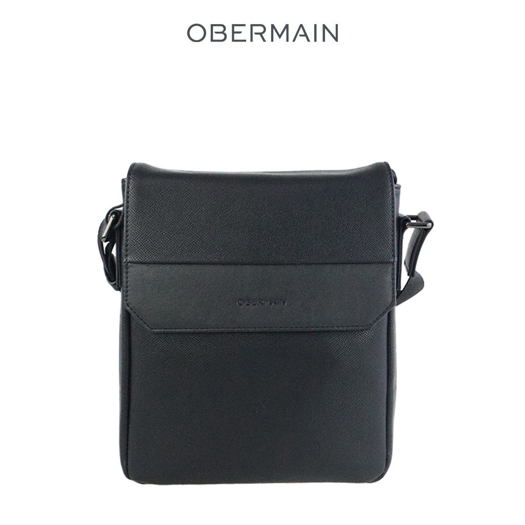 OBERMAIN Men's Sling Bag / Synthetic Leather / Black / OBC449P1 ...
