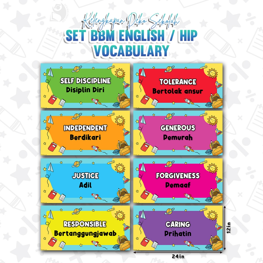 🌻1 DAY SHIP🌻 SET BANNER ENGLISH - VOCABULARY / HIP / HIGHLY IMMERSIVE PROGRAMME / ABM INGGERIS ...