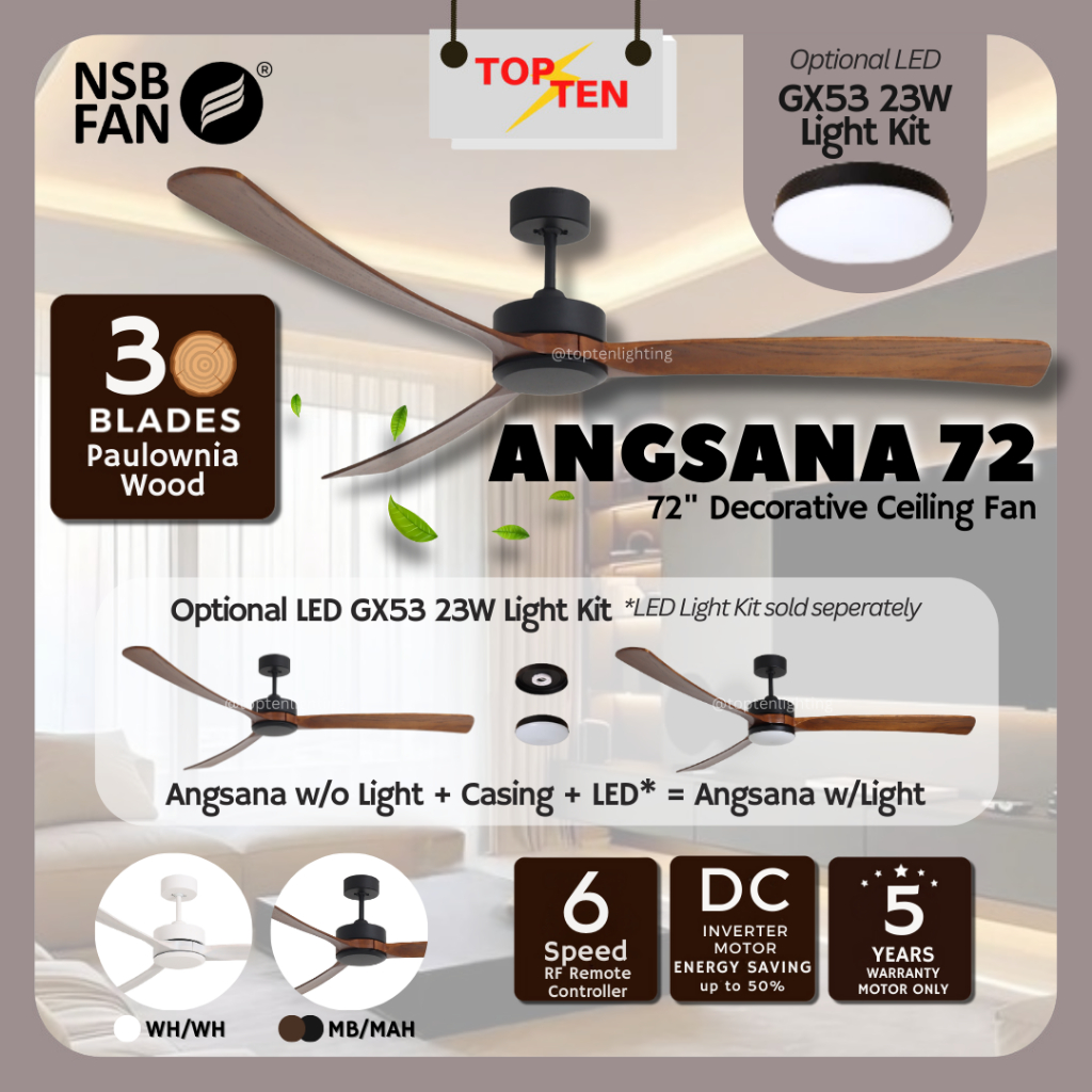 NSB FAN NSB Angsana 72" DC Motor Remote Control Ceiling Fan / Kipas ...