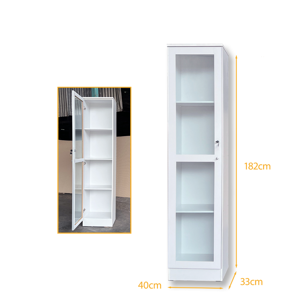 DFP Display Glass Cabinet Single Door Living Room Side Storage Almari ...