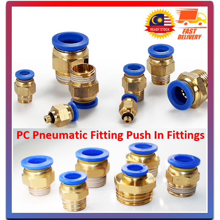 PC Pneumatic Fitting Push Fit Hose Tube Connector Fittings Male Thread ...