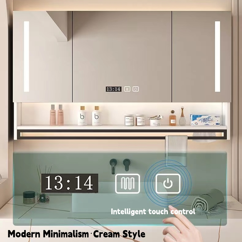 Solid wood intelligent mirror cabinet bathroom separate wall mounted ...