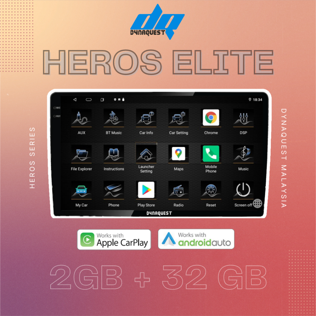 Dynaquest Héros ELITE (2+32) Car Multmedia Player with 8 Core Processor ...