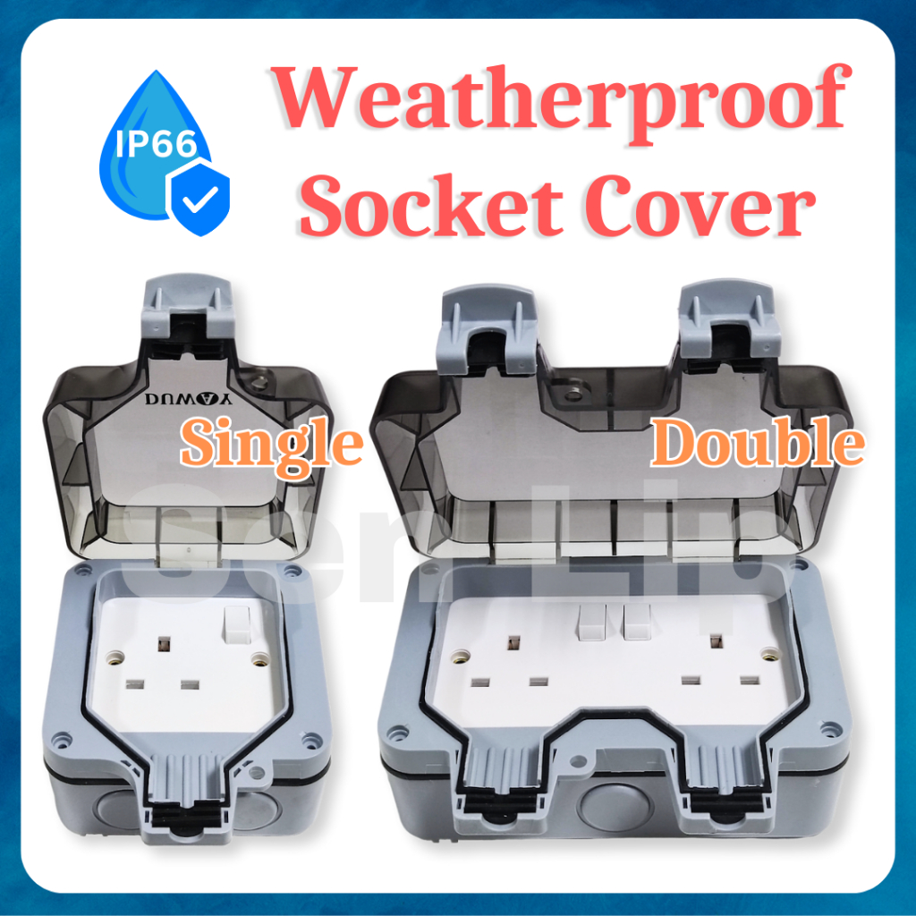 IP66 Outdoor Weatherproof Socket Cover (Single/1 Gang, Double/ 2 Gang ...