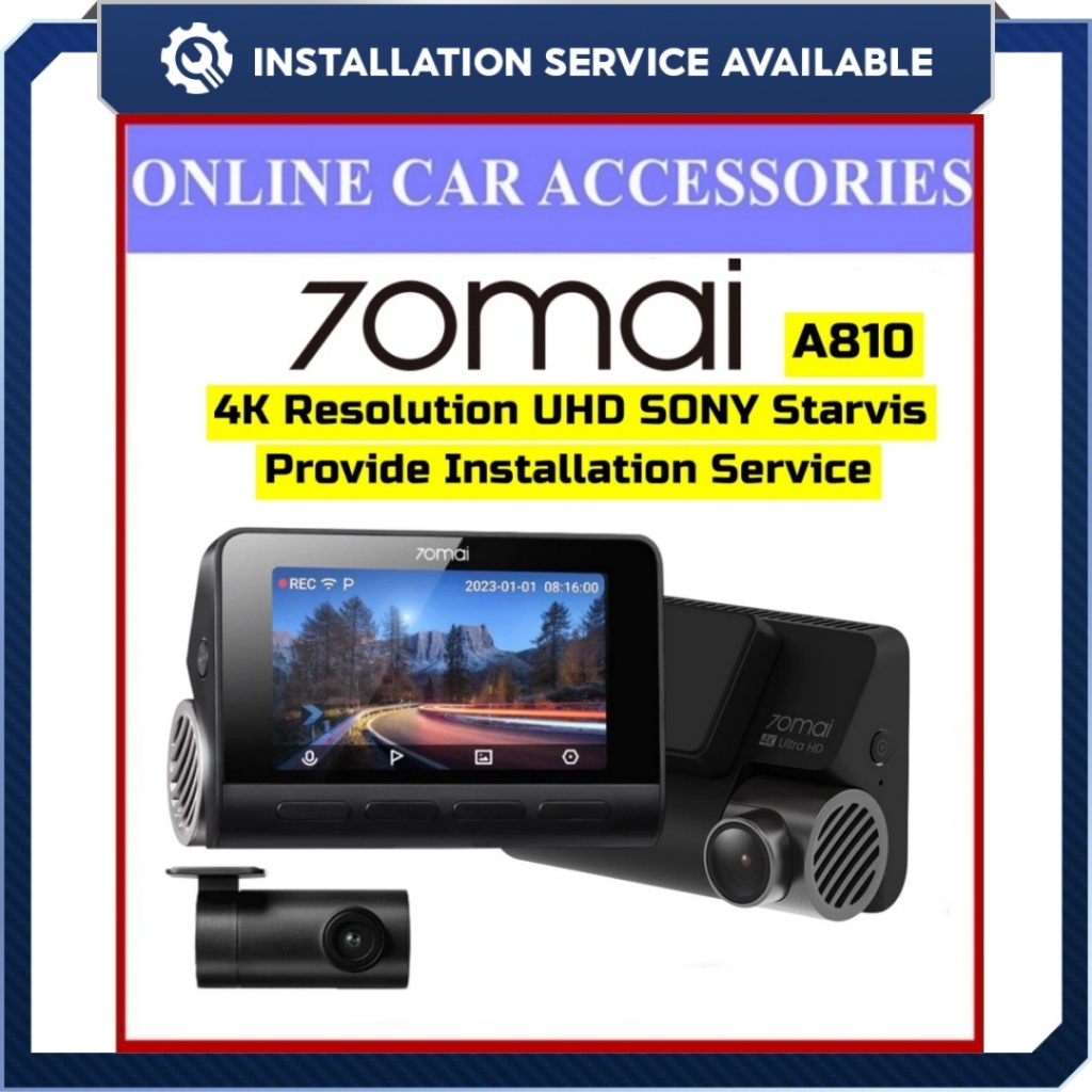 70mai A810 Dash Cam 4K Resolution Sony Starvis Lens Dual Vision Car Recorder with GPS ADAS DVR ...