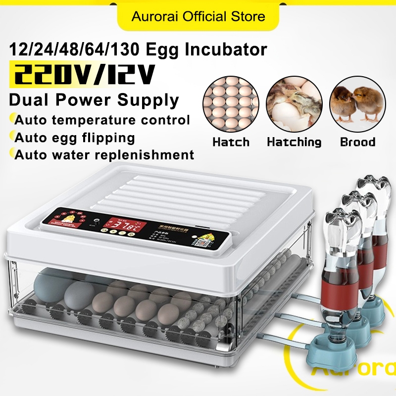 12/24/48/64/130 Eggs Automatic Incubator Thermostatic Chicken Hatching ...