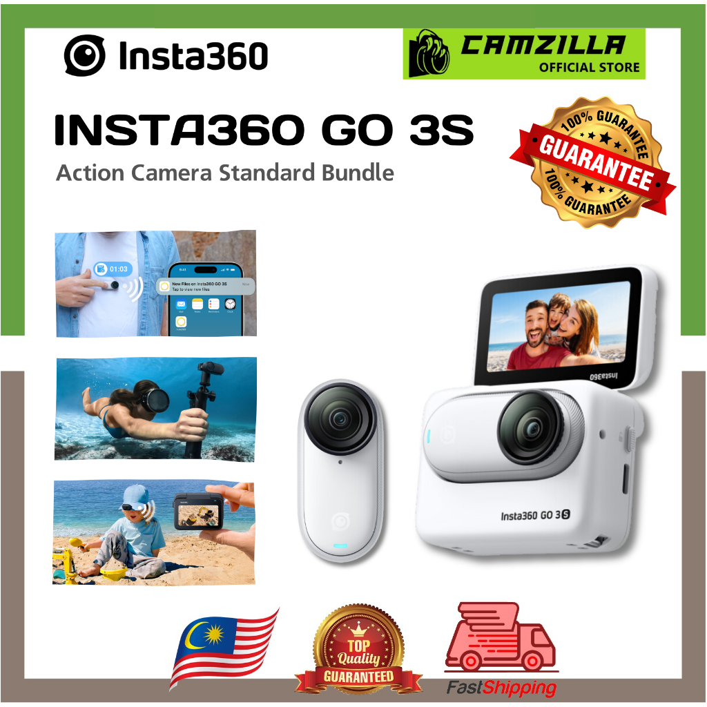 Insta360 GO 3S - 128GB Arctic White 4K Tiny Portable Vlogging Camera, Hands-Free POVs, Mount ...
