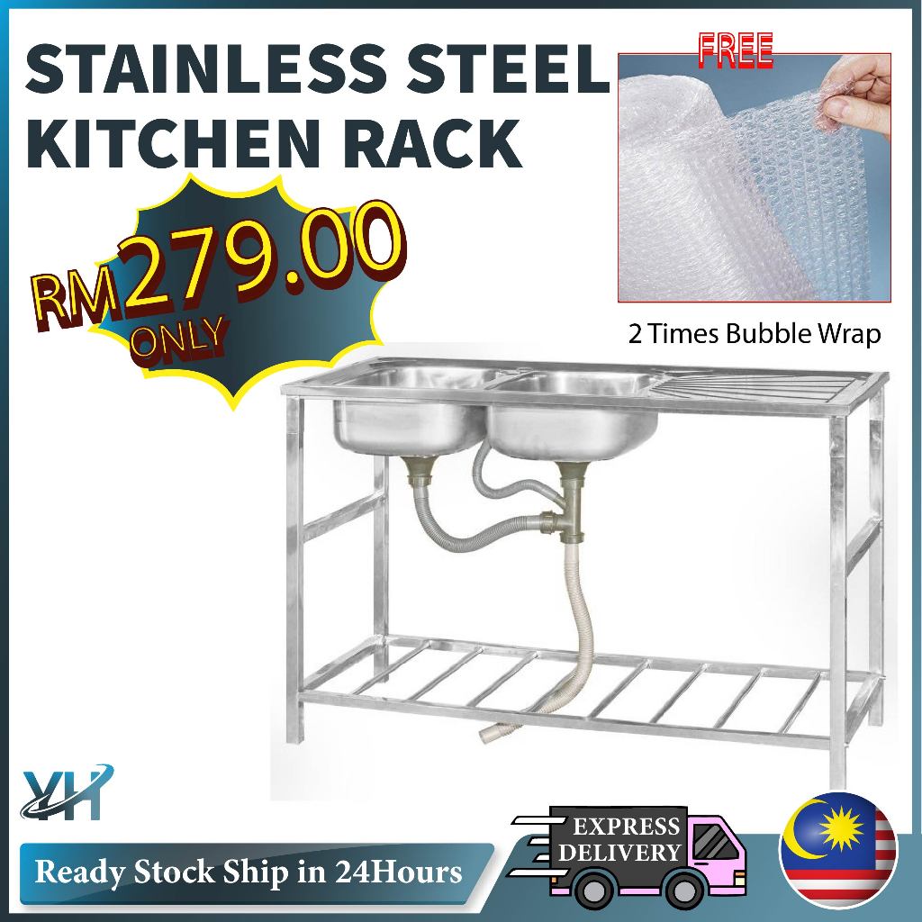 Rak Sinki Dapur Stainless Steel Kitchen Sink Rack / Sink Stand Complete ...