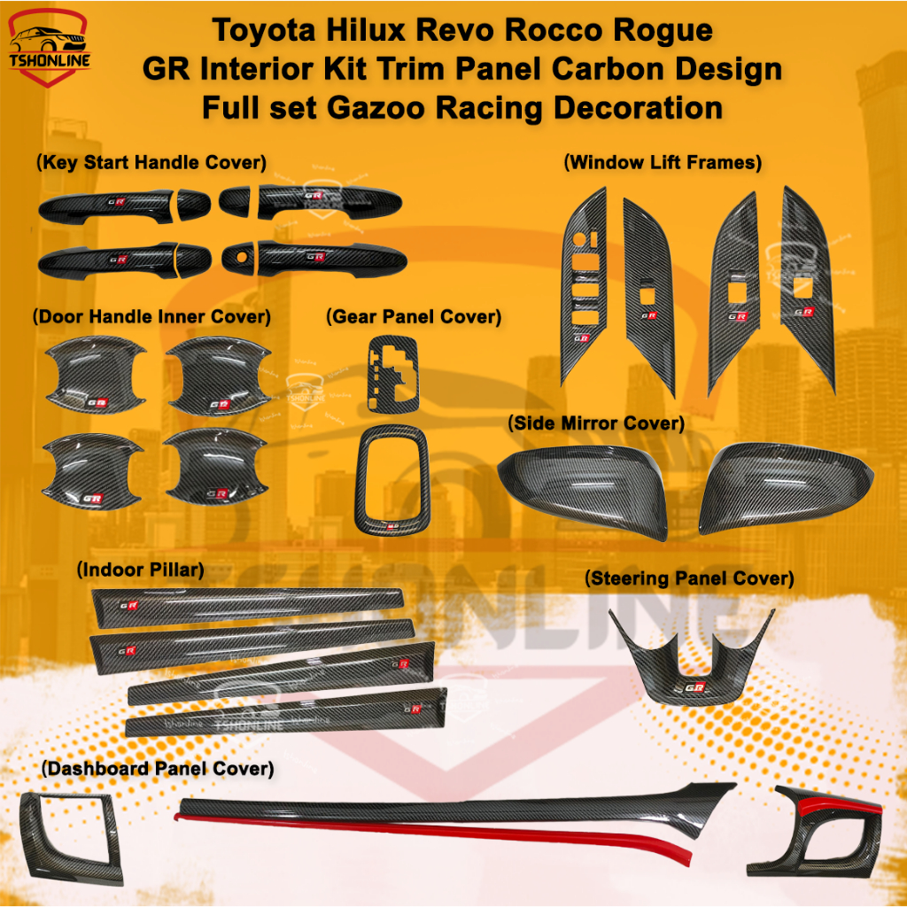 Toyota Hilux Revo Rocco Rogue GR Interior Kit Trim Panel Carbon Design ...