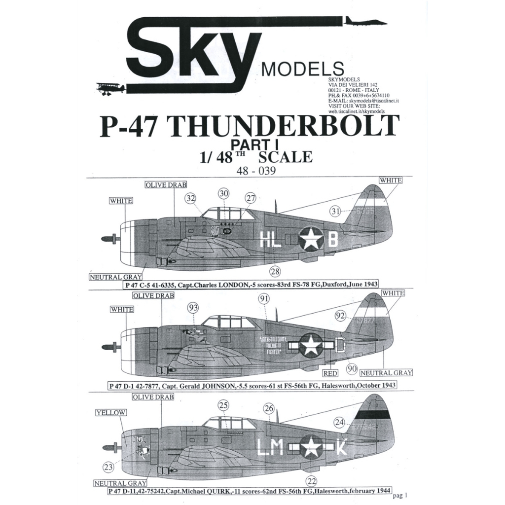 Sky Models 48039 decal 1/48- P-47 Thunderbolt, Part 1 | Shopee Malaysia