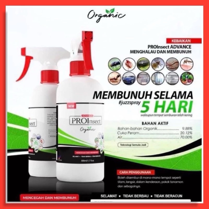 PROINSECT repellent Spray serangga organik (Sesuai Untuk Kutu, Semut, Pepijat, Lipas dan Anai ...