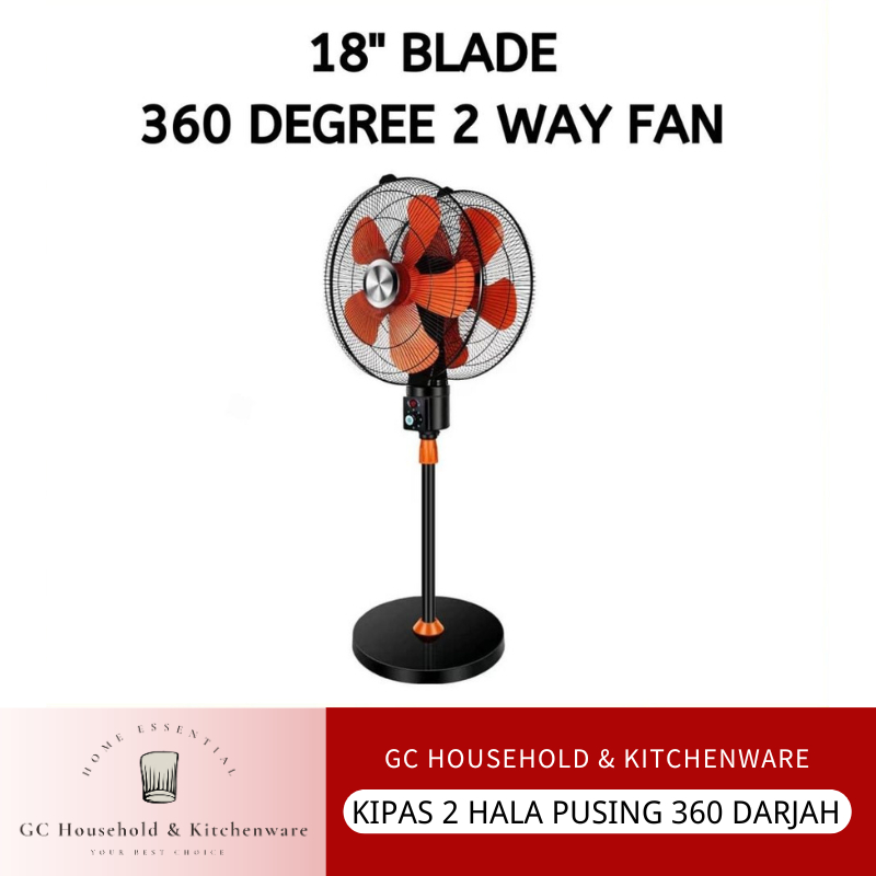 READY STOCK!! KIPAS 2 KEPALA PUSING 360 DARJAH / 360 DEGREE 2 WAY FAN ...