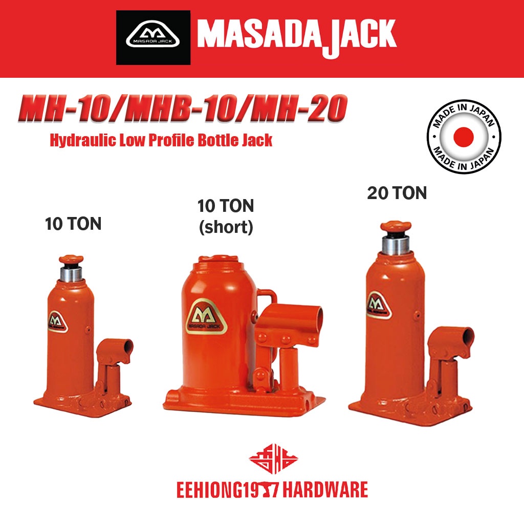MASADA JACK MH-10 MHB-10 MH-20 10TON 20TON Hydraulic Low Profile Bottle ...