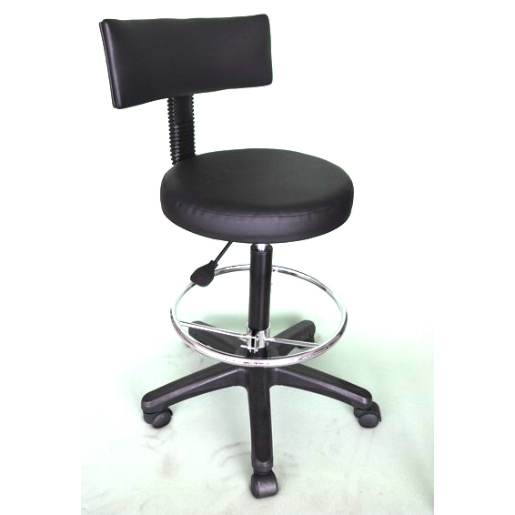 high stool with back -adjustable seat height from 59 to 85 cm, 5 prong ...