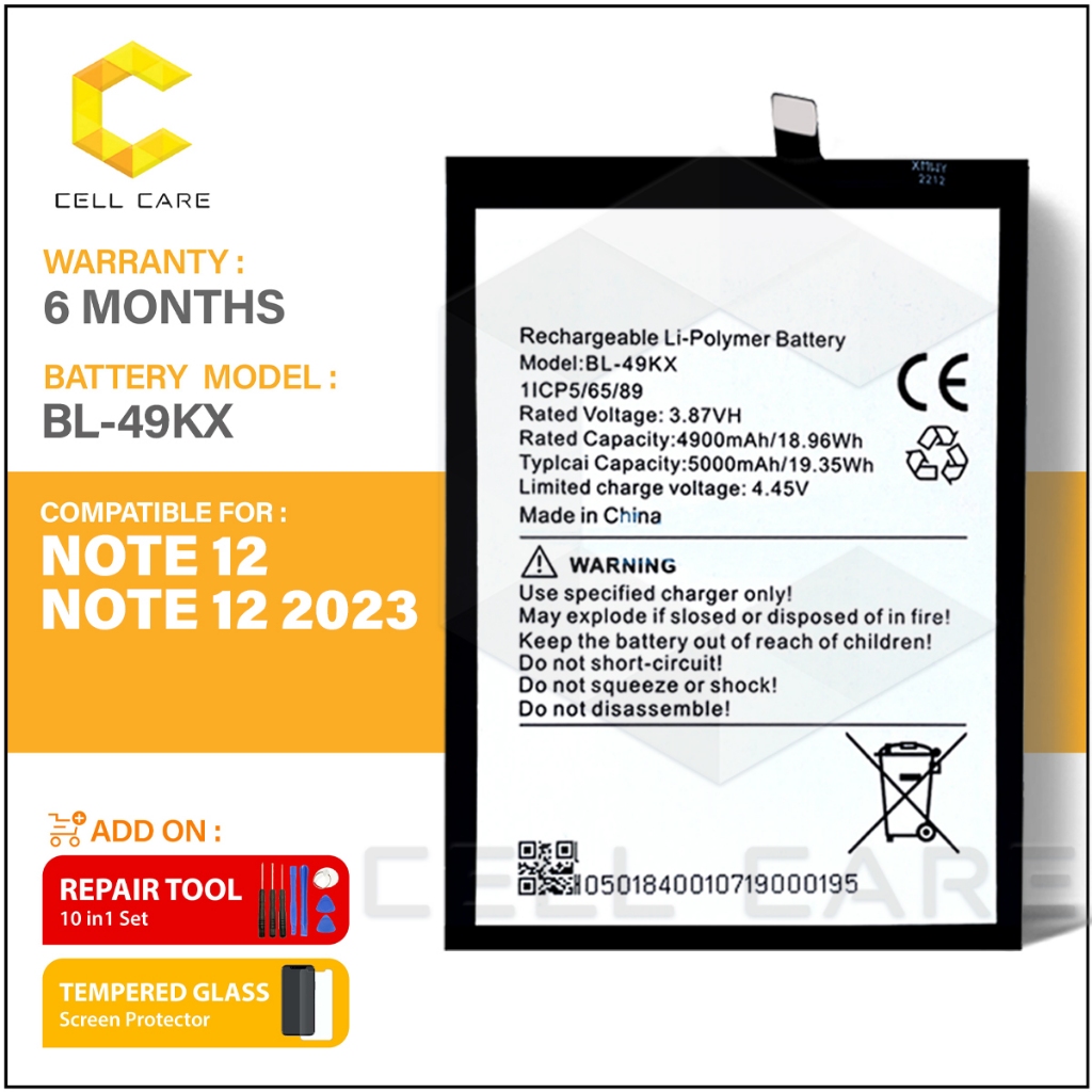 CellCare Battery BL-49KX Compatible For INFINIX NOTE 12 (5000mAh ...