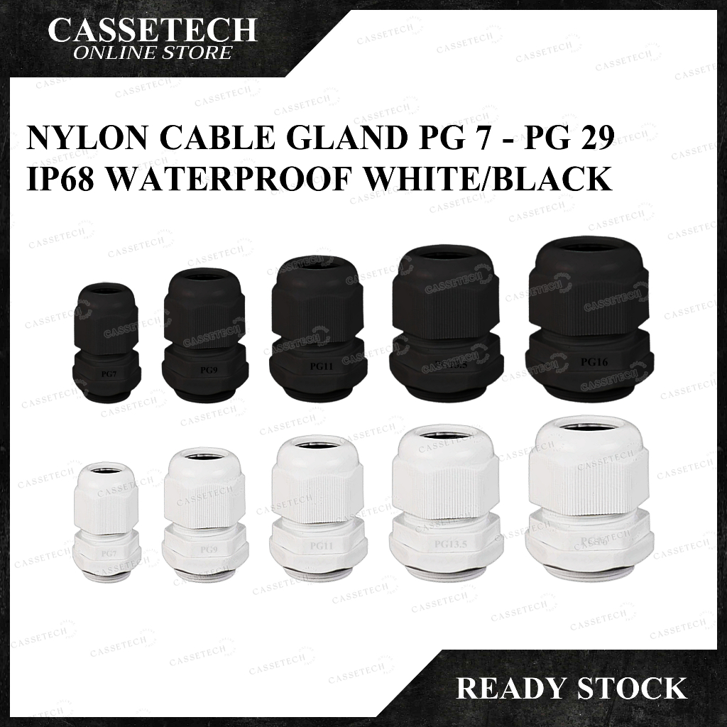PG 7 - PG 29 NYLON CABLE GLAND WATERPROOF WIRE CONNECTOR PG7 PG9 PG11 ...