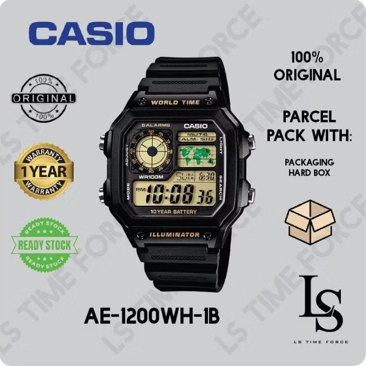 CASIO DIGITAL ORIGINAL AE-1200WH-1B/AE-1200WH-1BVDF/AE-1200WH/AE1200WH | Shopee Malaysia