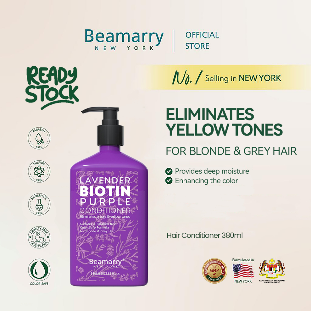 Beamarry Lavender Biotin Purple Conditioner 380ml | Eliminates Yellow ...