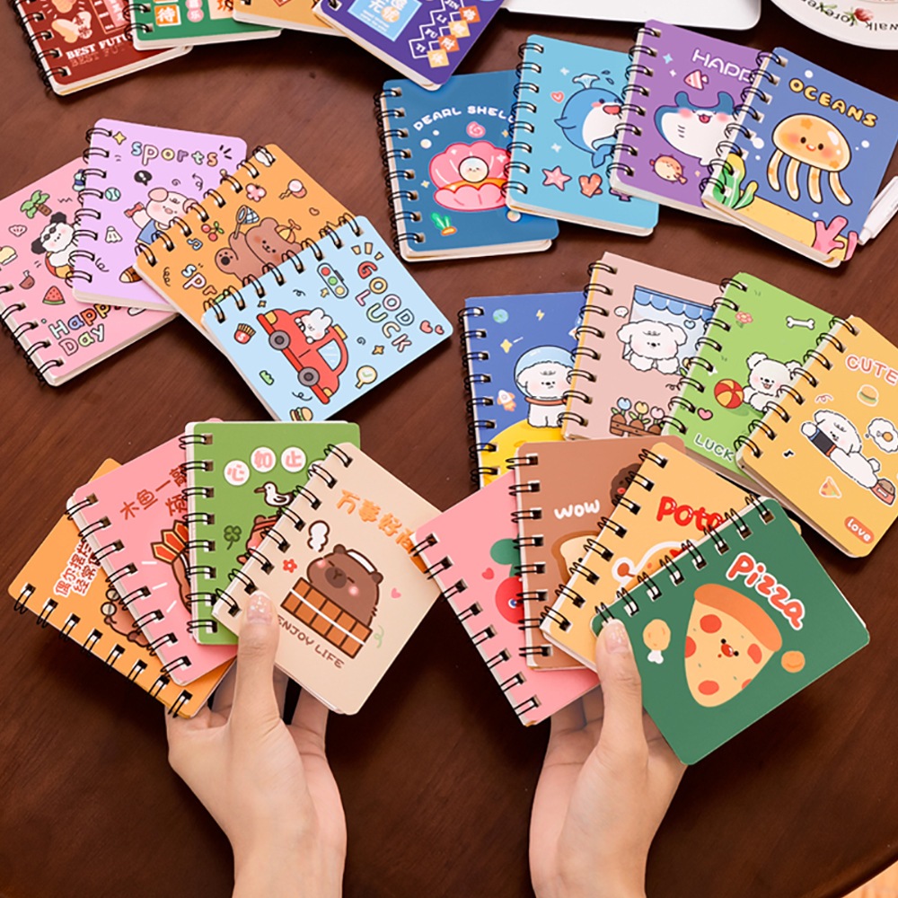 Ready Stock 1PC Mini Hard Cover Notebook Cute Cartoon Ring Memo Paper ...