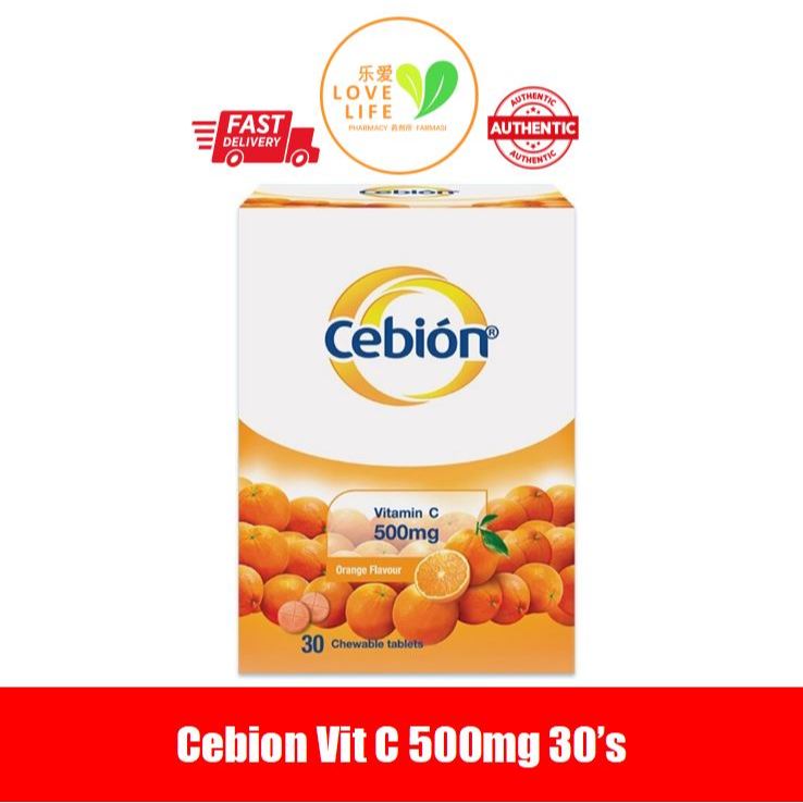 FREE SHIPPING EXP 06/2025 Cebion Vitamin C 500mg 30 chewable tablets ...
