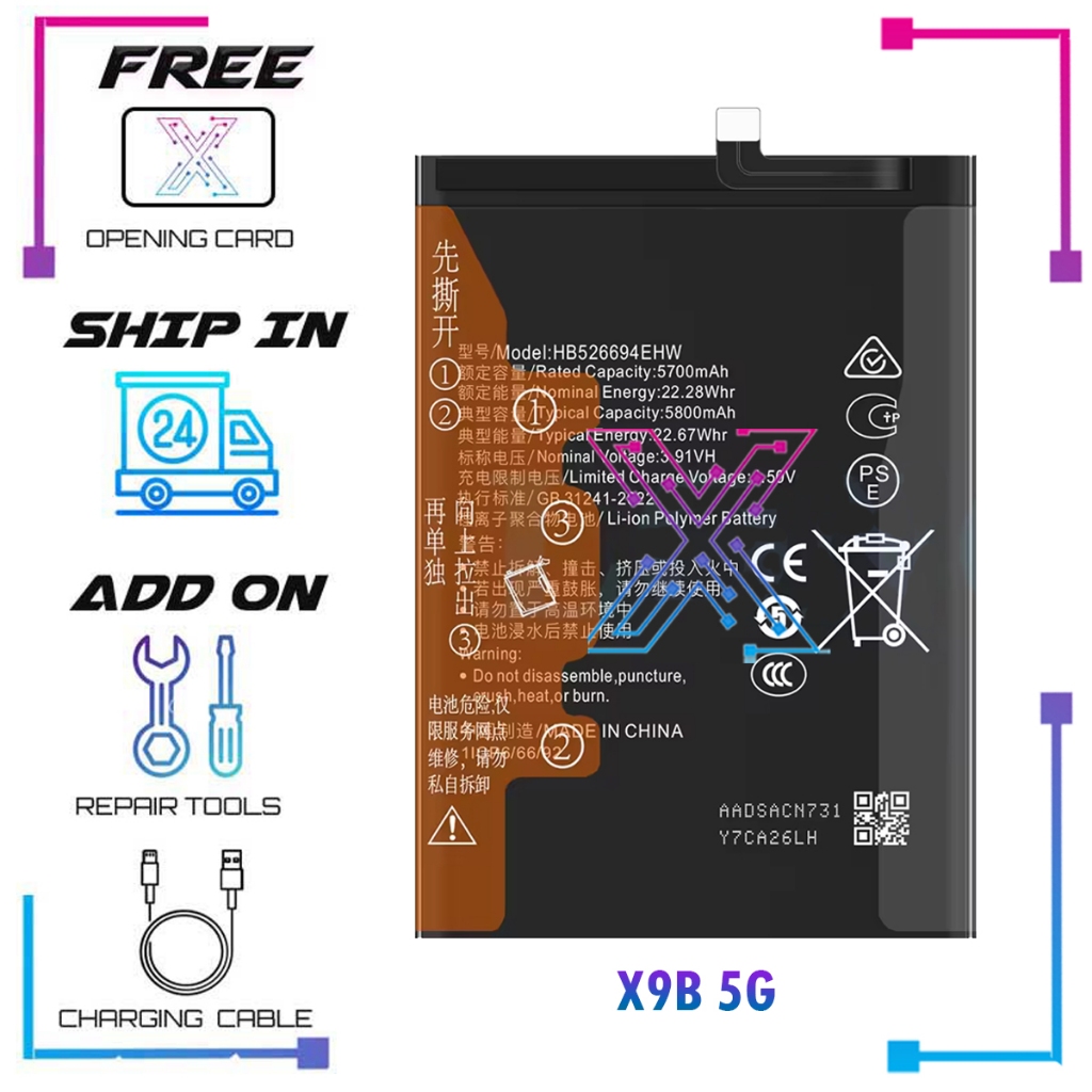 Battery HB526694EHW Compatible For Honor X9B 5G (5700 mAh) | Shopee ...