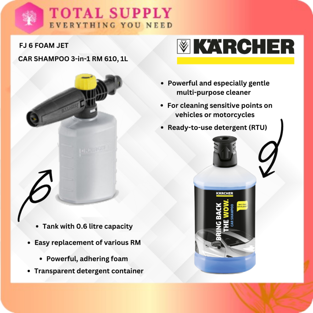 KARCHER FJ 6 FOAM JET 600ML | CAR SHAMPOO 3-IN-1 RM 610, 1L | FJ6 RM610 ...