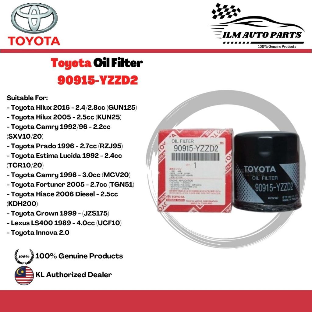 [ILM] Toyota Genuine Oil Filter Toyota and Lexus (90915-YZZD2) 100% ...