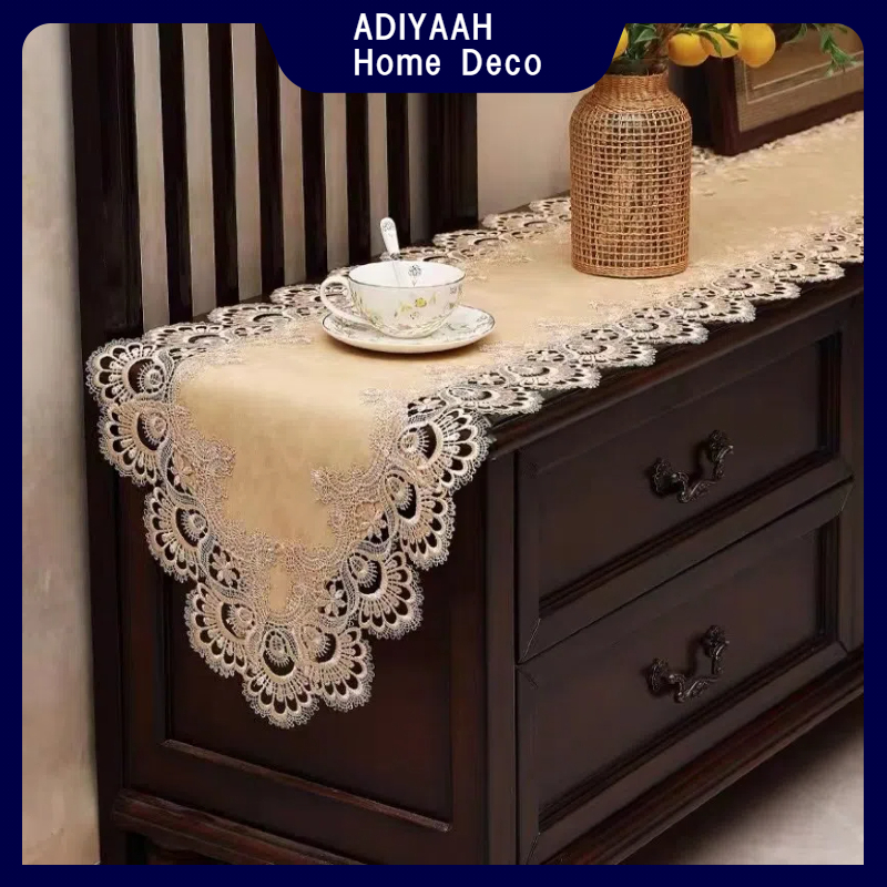 American Style Table Runner with Lace, Bendera Meja, Kalis Air Alas ...