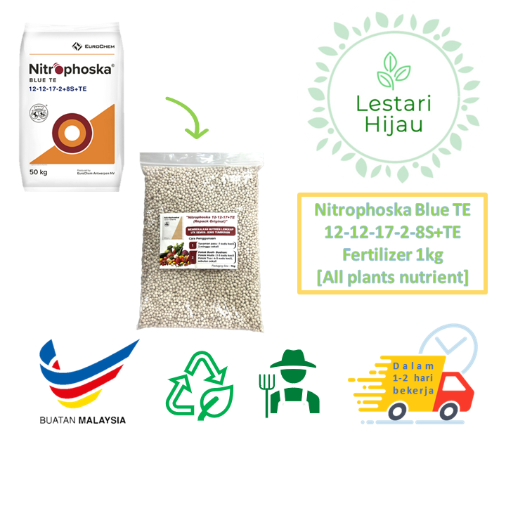 Nitrophoska Blue TE 12-12-17-2+8S+TE Fertilizer Repack (1 Kg) | Shopee ...