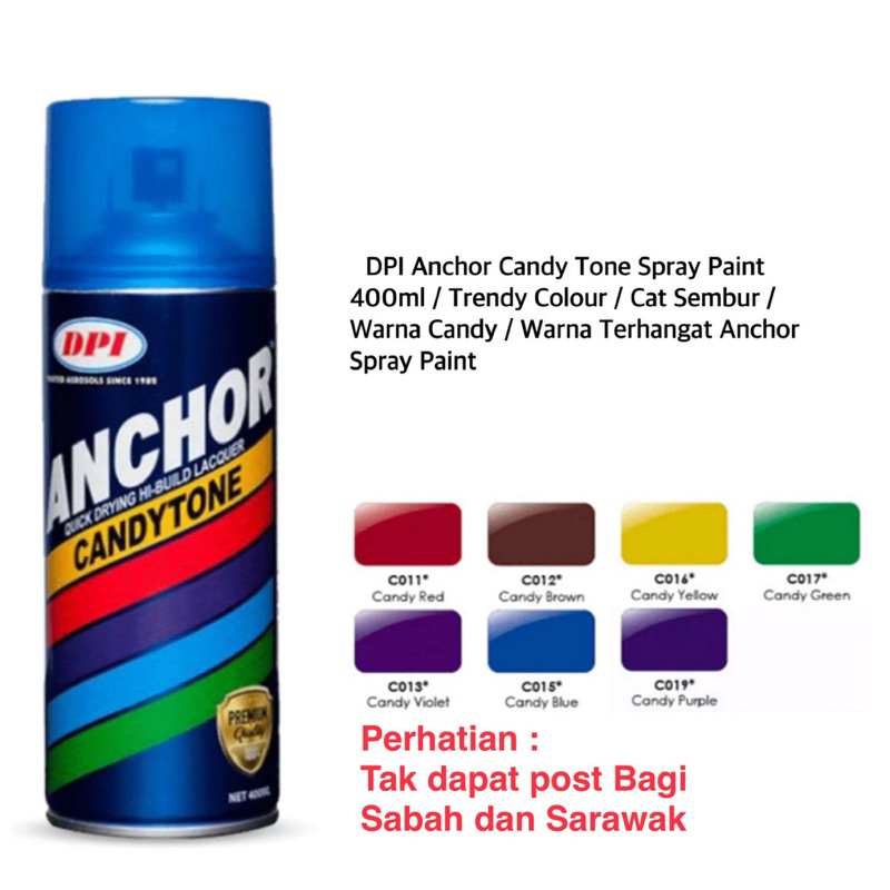 DPI Anchor Candy Tone Spray Paint 400ml / Trendy Colour / Cat Sembur ...