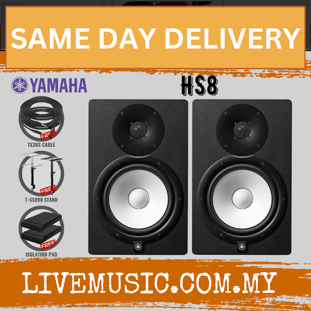 Yamaha HS8 8 inch Powered Studio Monitor Speaker With Desktop Monitor ...