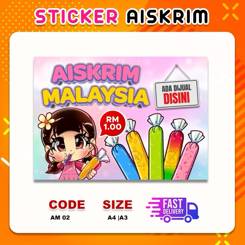 A4/A3 STICKER AISKRIM MALAYSIA WATERPROOF | Shopee Malaysia