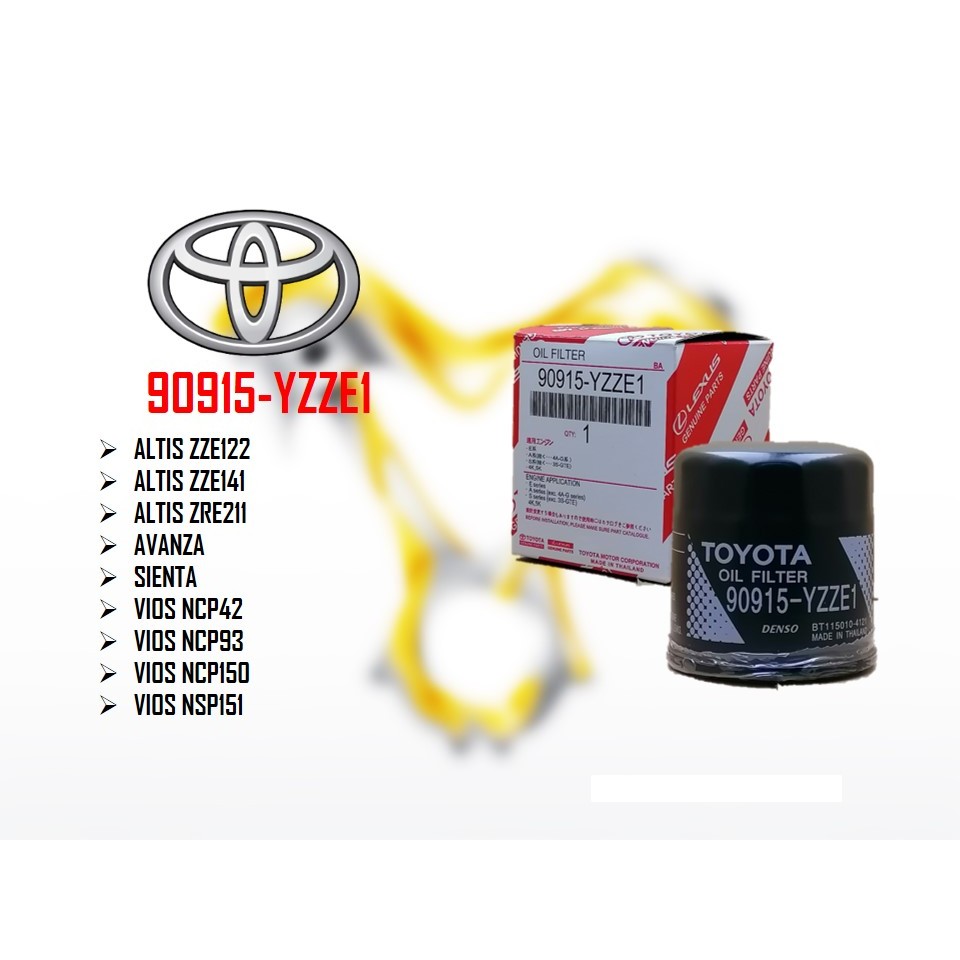 Toyota - Altis ZZE122 ZZE141 ZRE211 Avanza Sienta Vios NCP42 NCP93 NCP150 NSP151 Oil Filter ...