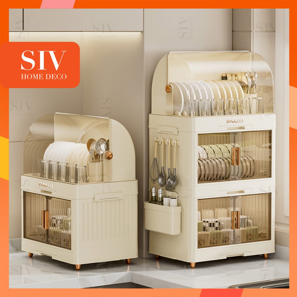 SIV Foldable Double Layer Dish Rack - Eco-Friendly Plastic, Stylish & Easy to Clean Kitchen ...