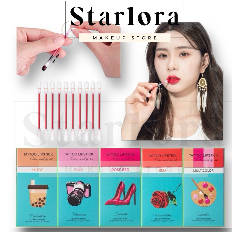🔥𝐇𝐎𝐓 𝐕𝐈𝐑𝐀𝐋‼️ LIPTINT 20PCS COTTON BUD 1BOX LIP TINT MAKEUP BEAUTY ...