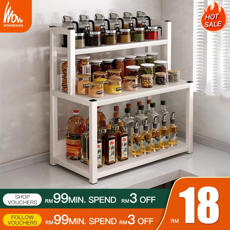 Rak Dapur Rak Rempah White Kitchen Spice Rack Kitchen Shelf Kitchen ...