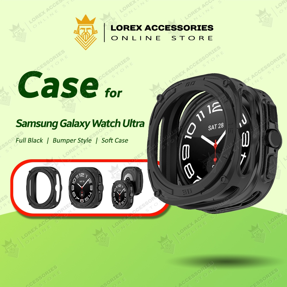Case for Samsung Galaxy Watch Ultra, Full Black Color, Bumper Cover ...