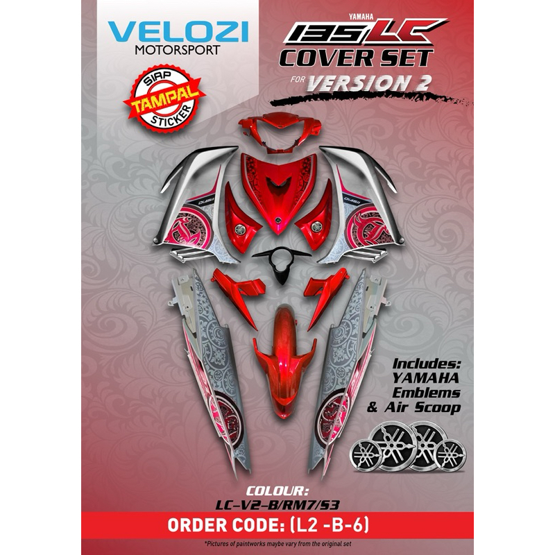 LC135 V2 BATIK COVER SET VELOZI STICKER SIAP TAMPAL LC LC4S LC5S 135 ...