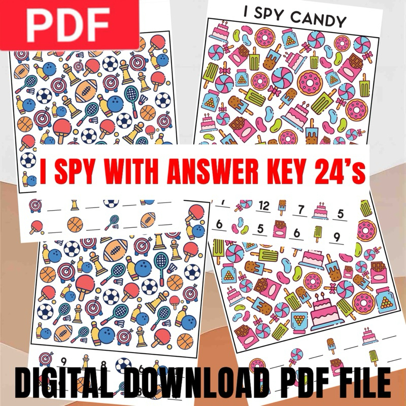 [PDF] I SPY WITH ANSWER KEY 24 PAGE colouring book adult buku mewarna ...