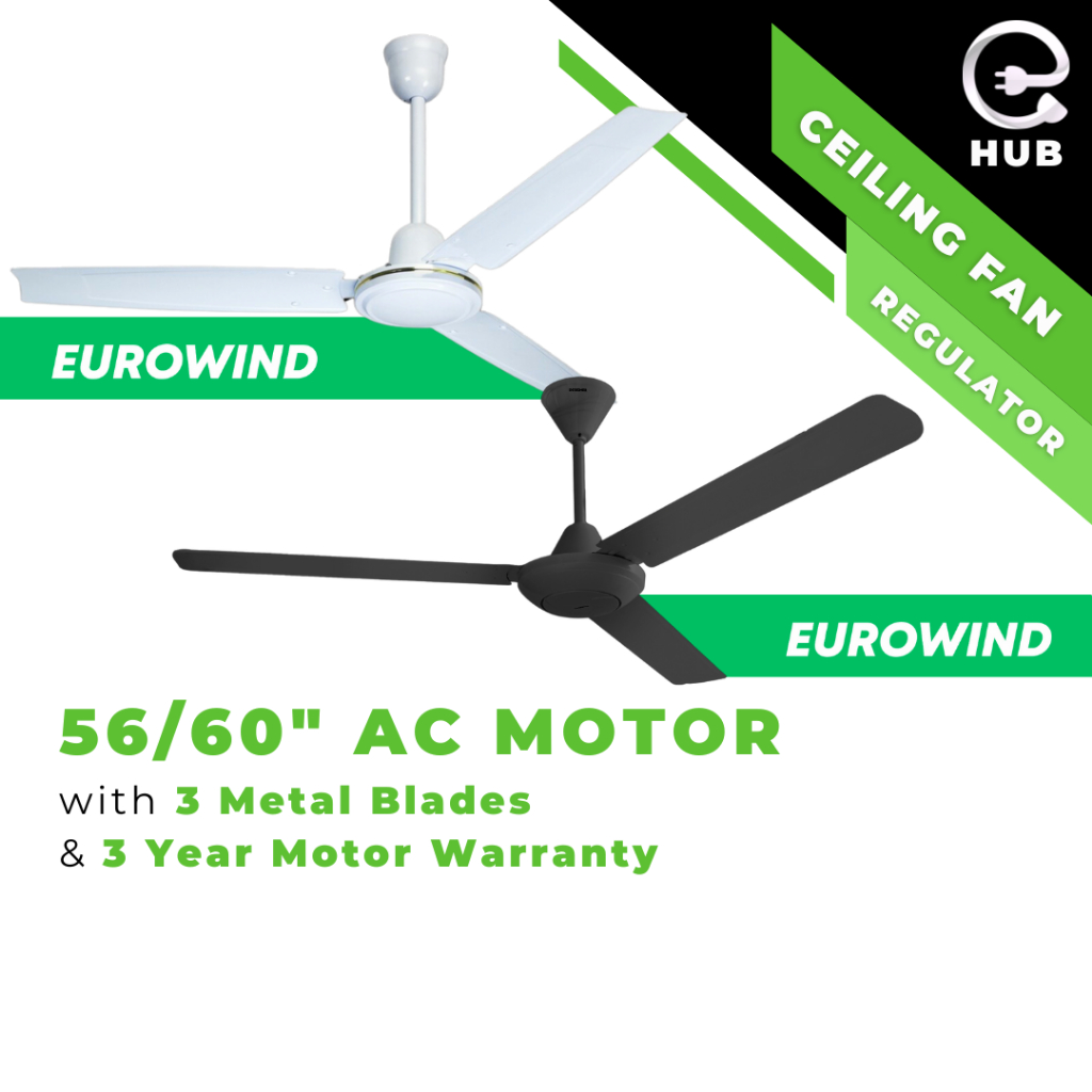 EUROWIND (56"/140cm) / (60"/150cm) Kipas Siling Murah 3 Bilah Ceiling ...