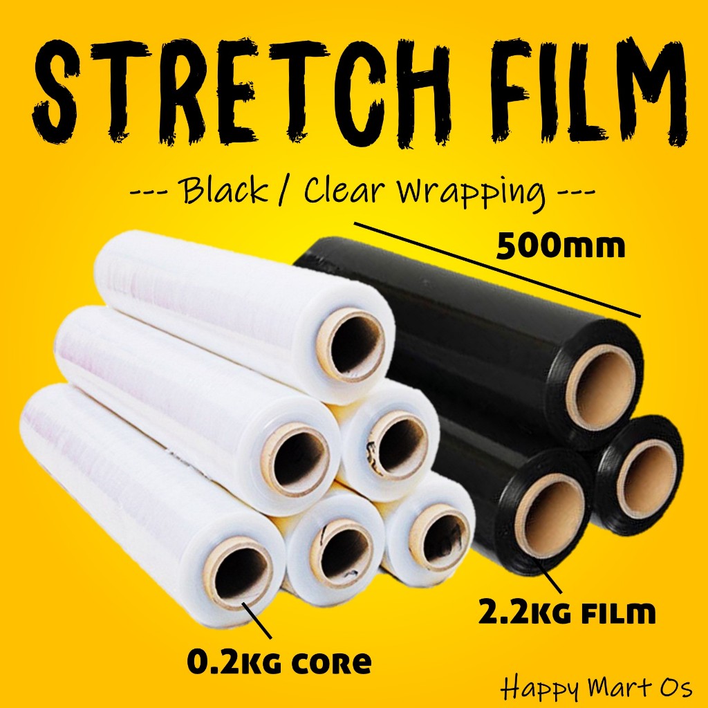 Stretch Film 500mm x 2.2kg x Core 0.2kg x 23micron Black Clear ...