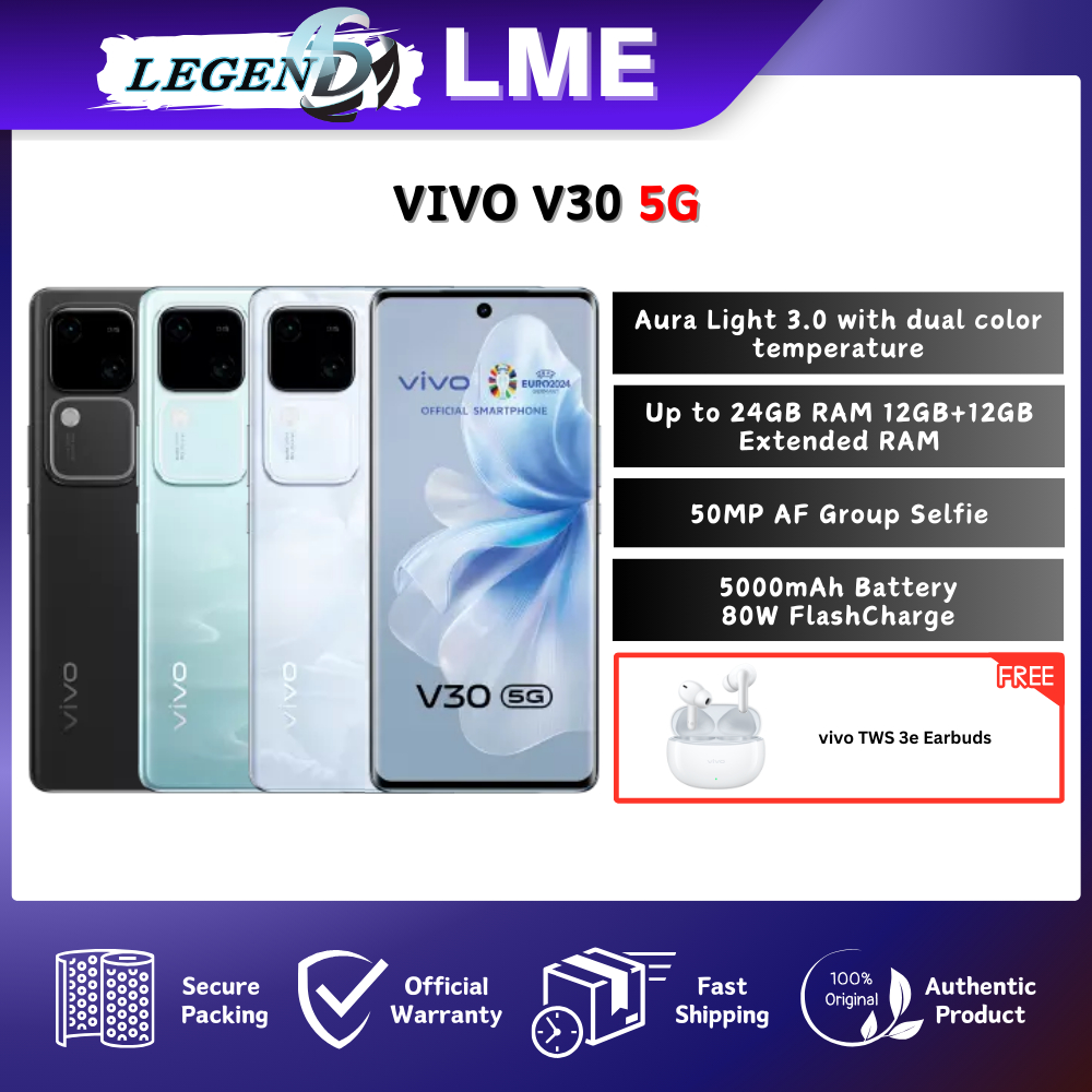 Vivo V30 5G (12GB+256GB / 12GB+512GB) Original Smartphone Vivo Malaysia Warranty | Shopee Malaysia