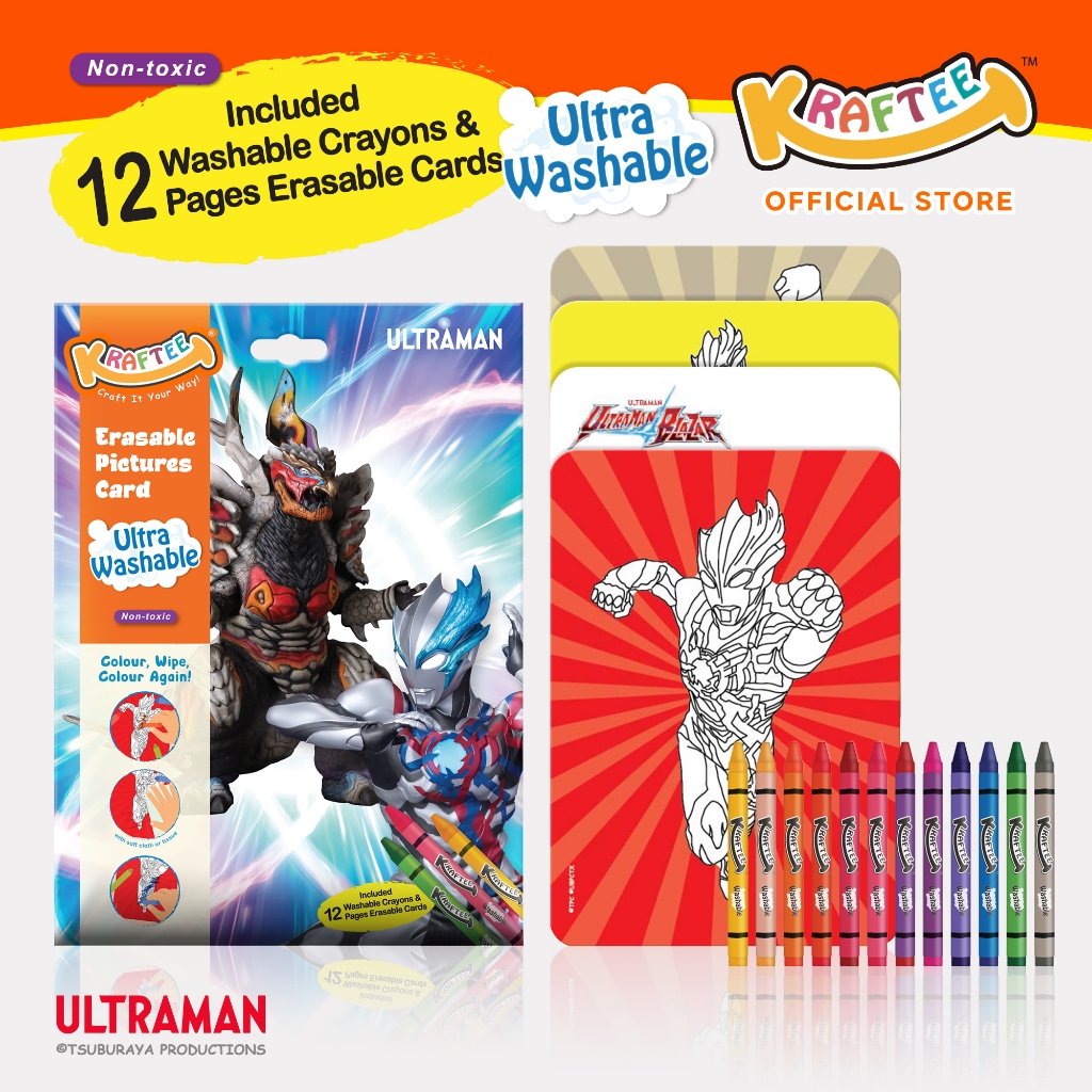KRAFTEE x ULTRAMAN BLAZAR Erasable Cards With 12ct Washable Crayons ...